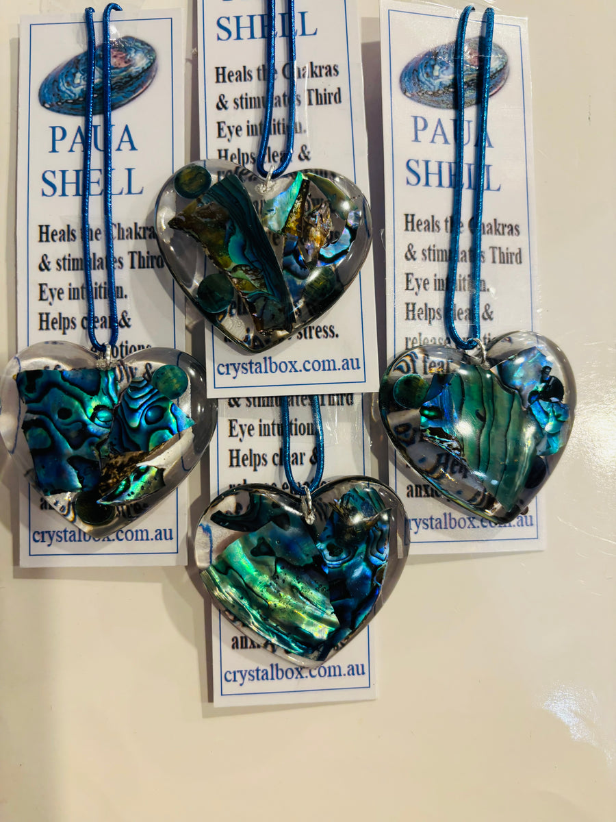 Paua Shell Heart Necklace – Crystal Box