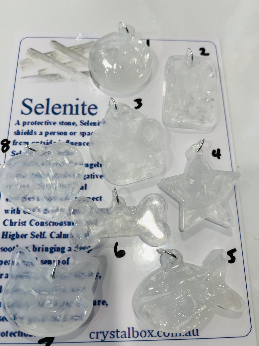 Selenite Dog & Cat Collar attachments. – Crystal Box Brisbane