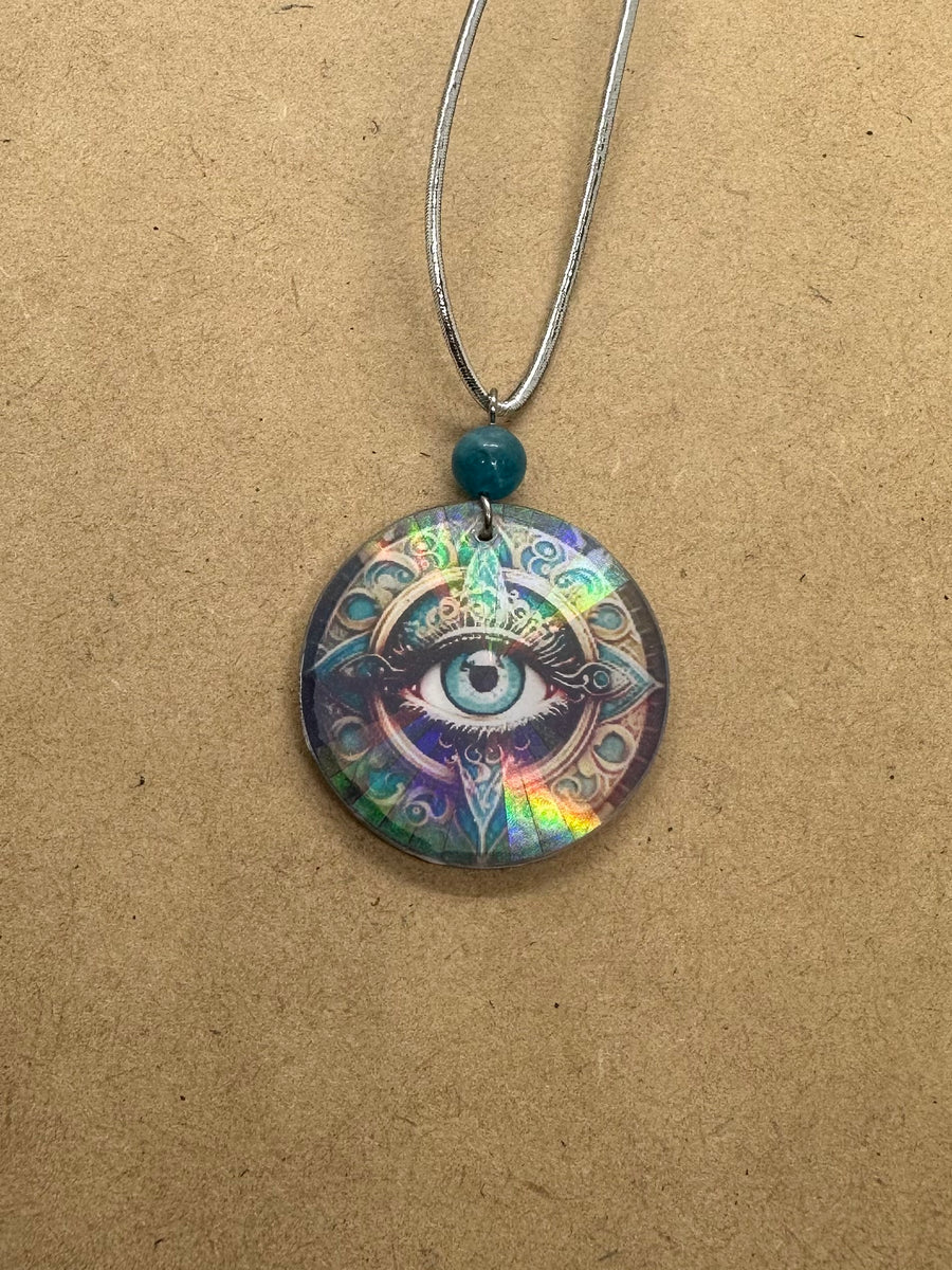 Handmade Orgone Evil Eye Necklace with Blue Agate – Crystal Box Brisbane