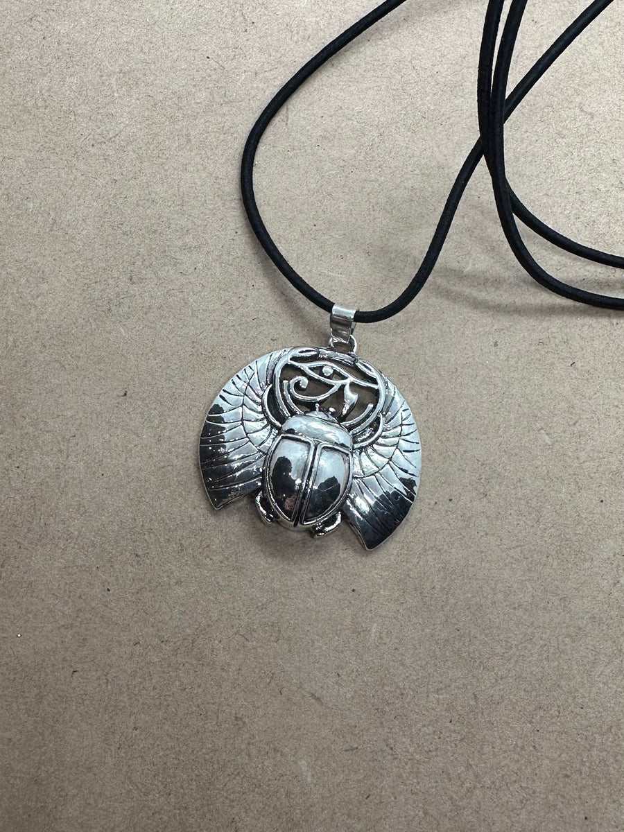 Silver Tone Scarab Necklace – Crystal Box