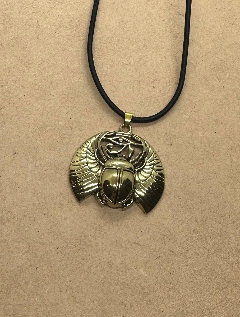 Gold Tone Scarab Necklace – Crystal Box