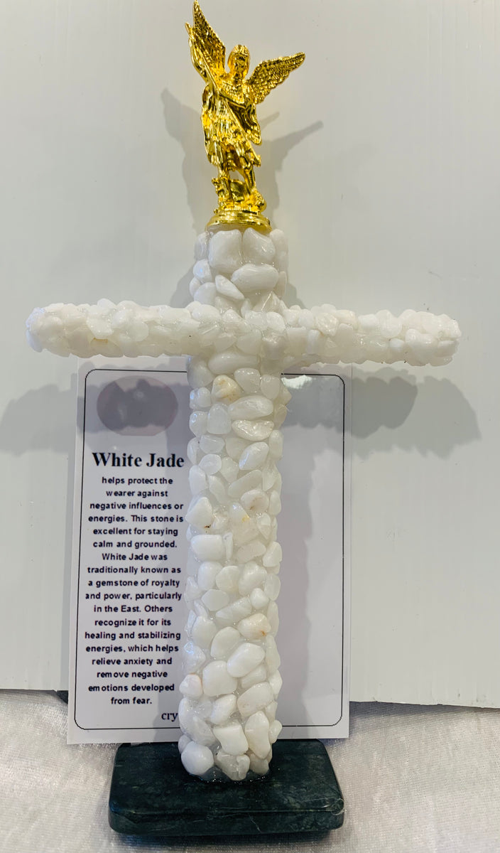 White Jade Cross Arch Angel Michael – Crystal Box
